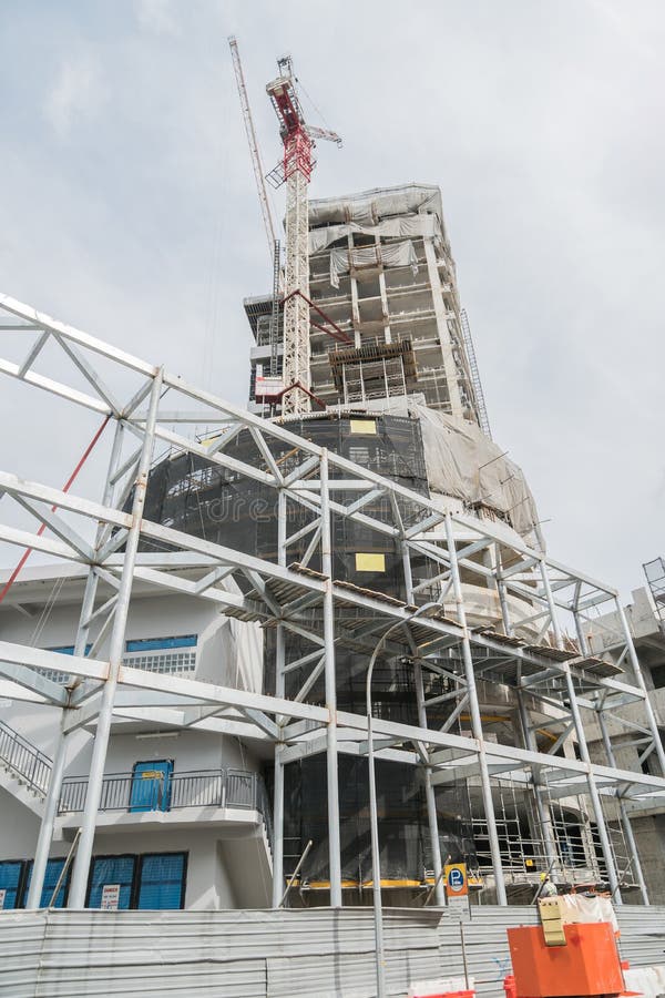 The Building Construction with Cranes Stock Photo - Image of outside ...