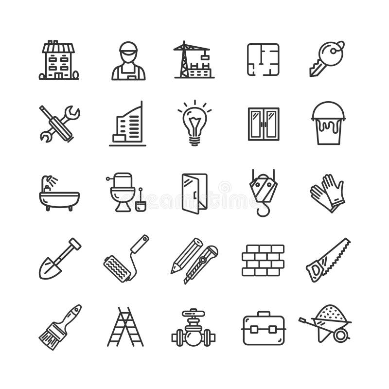 Building Construction Elements and Tools Pattern Background on a White. Vector Stock Vector ...