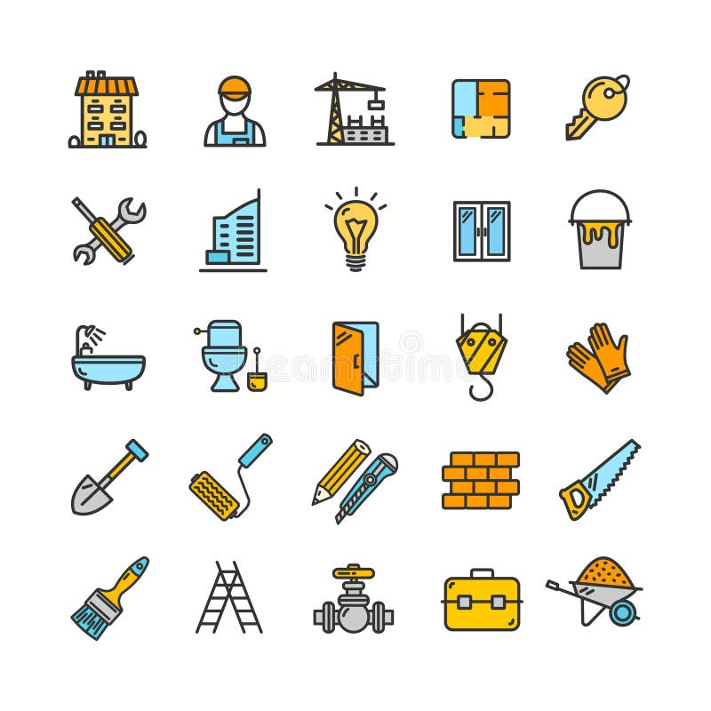 Building Construction Elements and Tools Pattern Background on a White. Vector Stock Vector ...
