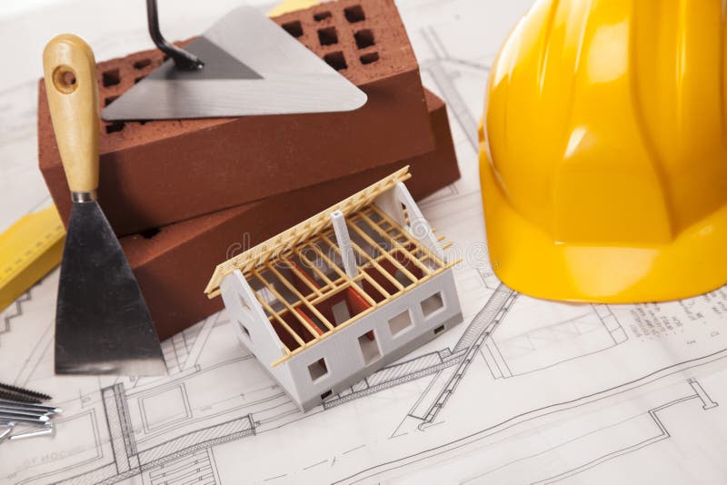 Building and Construction Equipment with Home Mode Stock Photo - Image ...