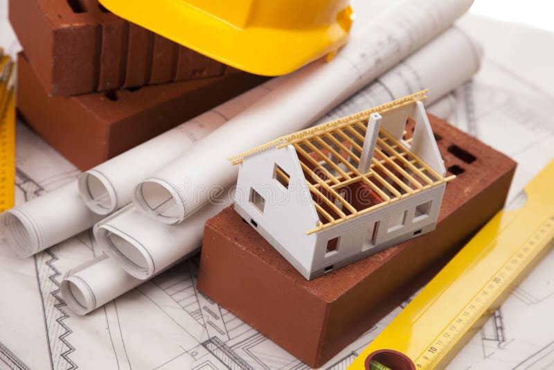 Building and Construction Equipment with Home Mode Stock Photo - Image ...