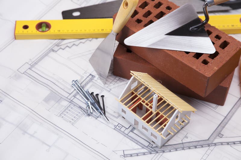 Building and Construction Equipment with Home Mode Stock Photo - Image ...