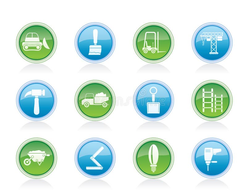 Building and Construction Equipment Icons Stock Vector - Illustration ...