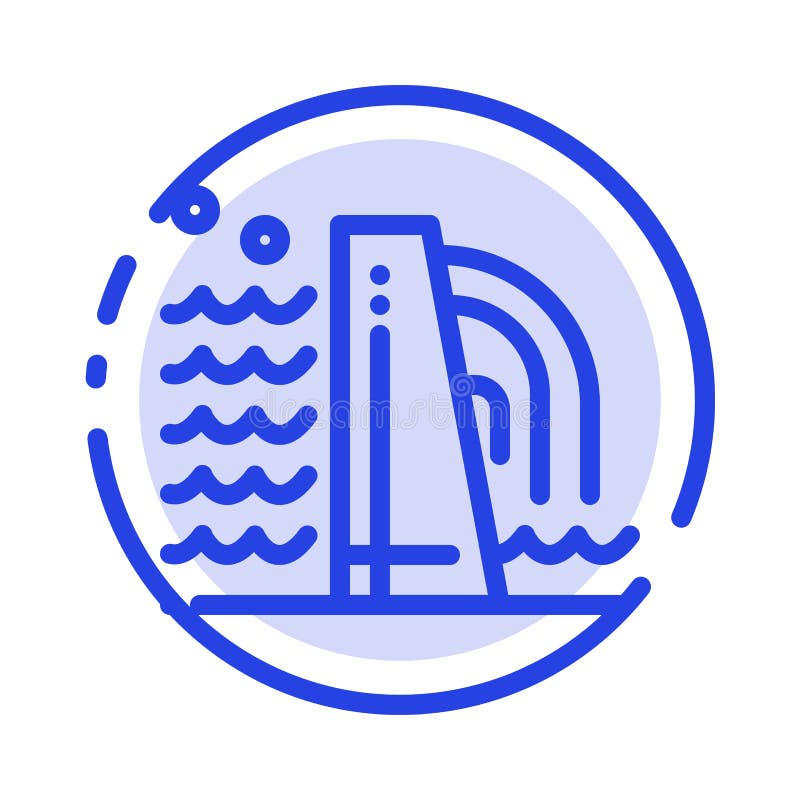 Building, Construction, Factory, Industry Blue Dotted Line Line Icon ...