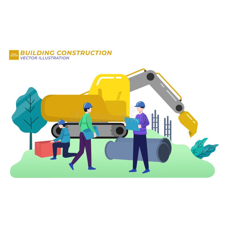 Building Construction Flat Illustration City Build Stock Illustration ...
