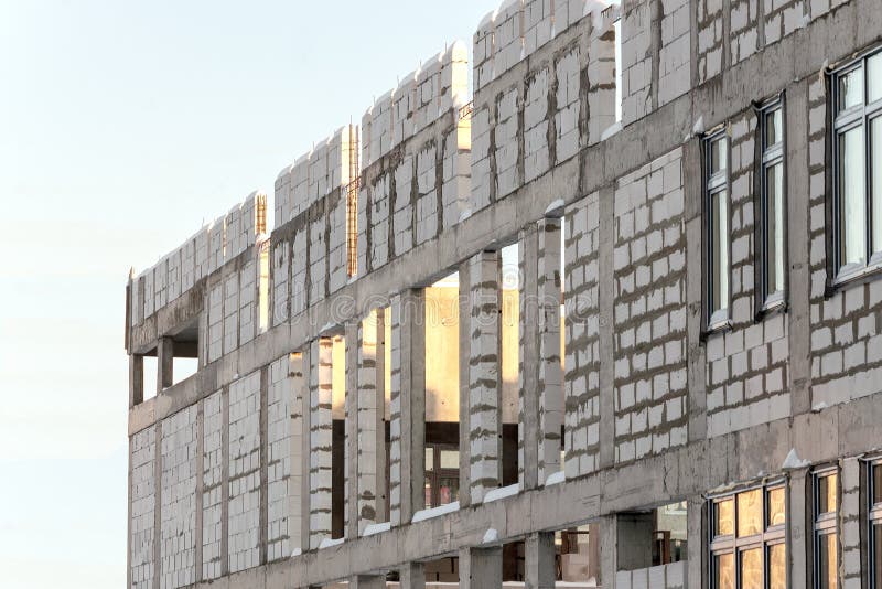 Building Construction Frame Made of Gas Silicate Blocks Stock Image ...