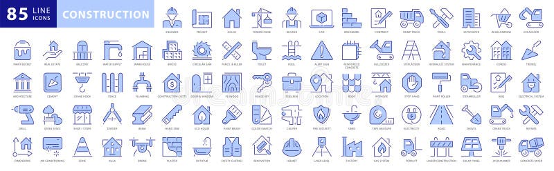 Building and Construction Icon Element Set. Stock Vector - Illustration ...