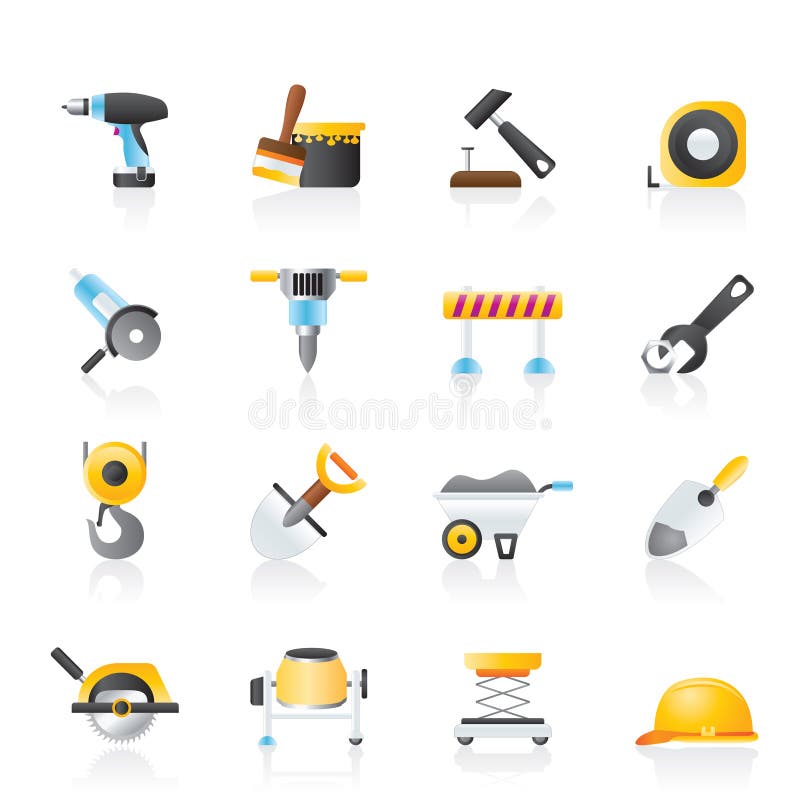 Building and Construction Tools Icons Stock Vector - Illustration of ...