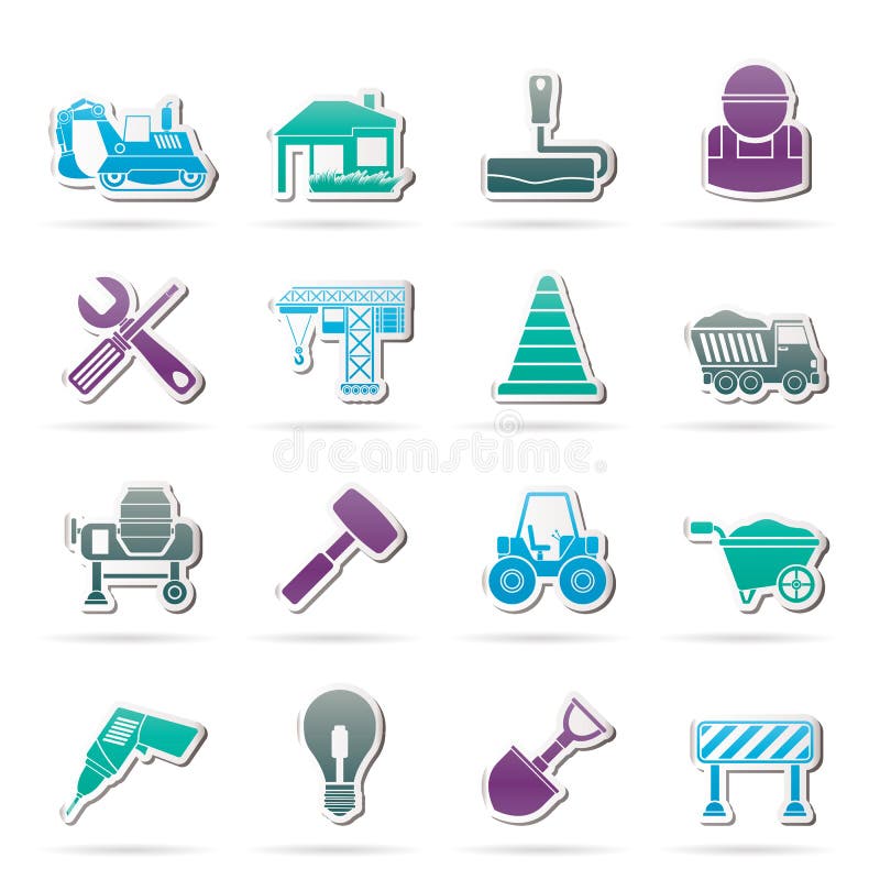Building and Home Renovation Icons Stock Vector - Illustration of ...