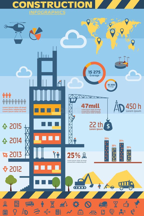 Building and Construction Infographics Stock Vector - Illustration of ...