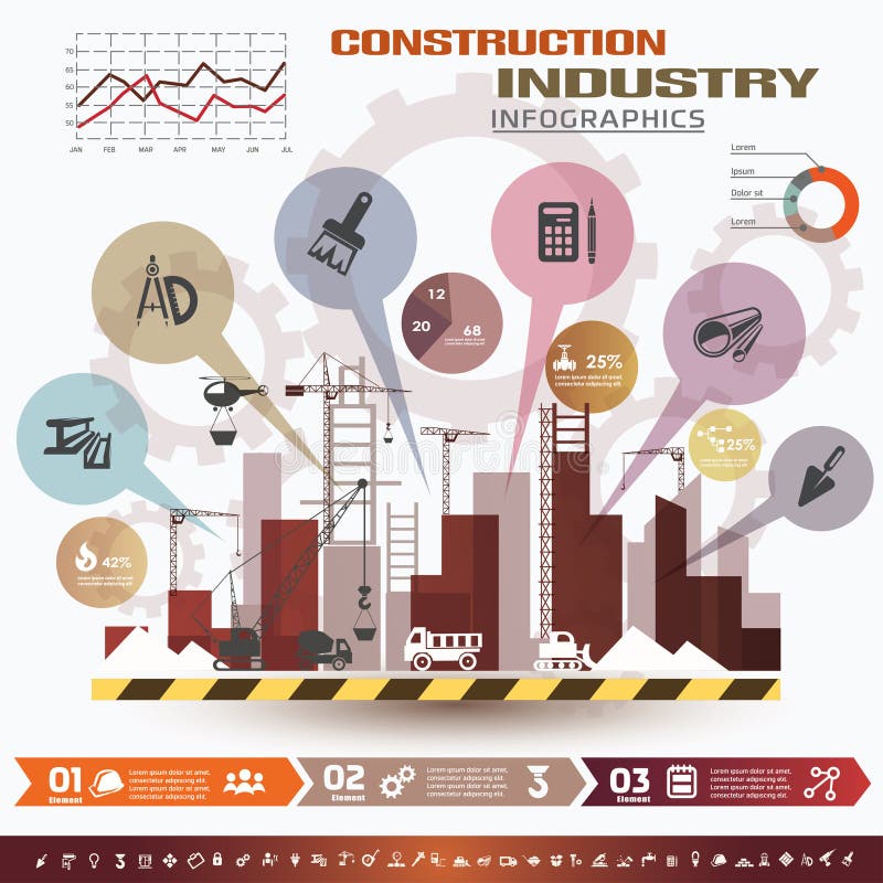 Building and Construction Infographics Stock Vector - Illustration of ...
