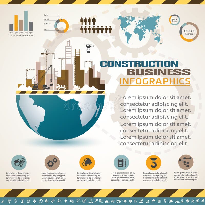 Building and Construction Infographics Stock Vector - Illustration of ...