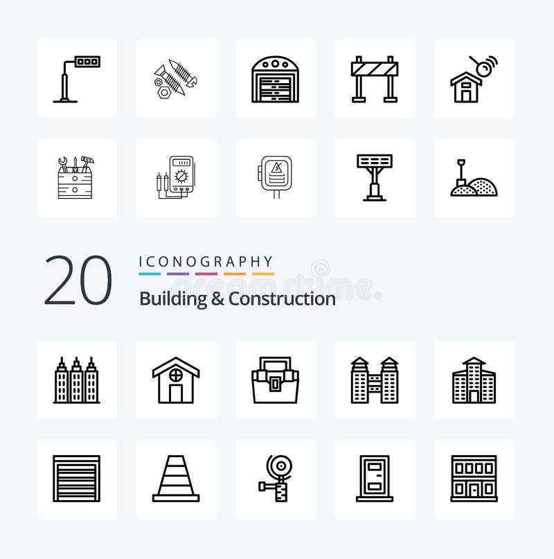 20 Building and Construction Line Icon Pack Like Construction Bag ...