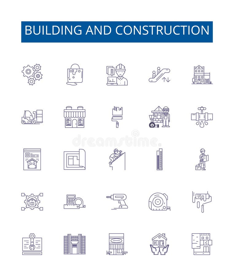 Building and Construction Line Icons Signs Set. Design Collection of ...