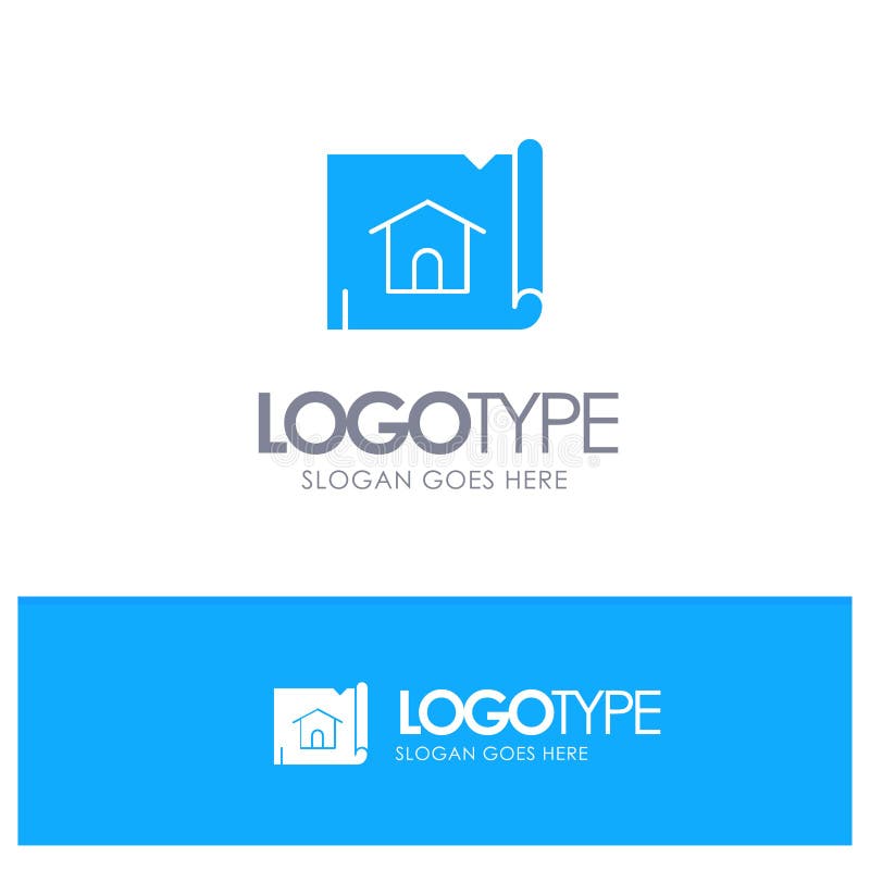 Building, Construction, Map, House Blue Solid Logo with Place for ...