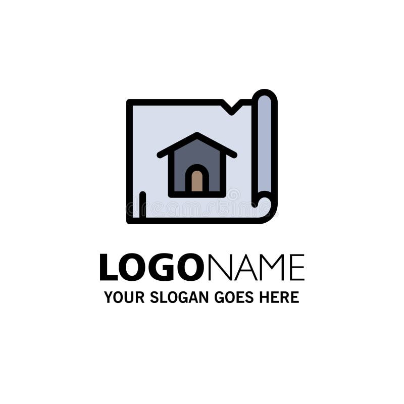Building, Construction, Map, House Business Logo Template. Flat Color ...