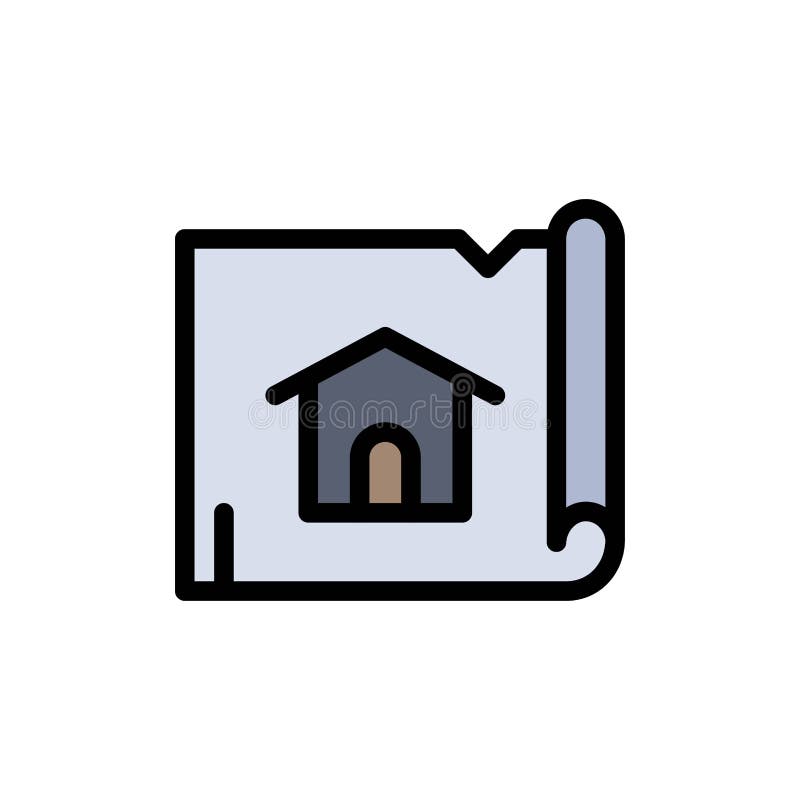 Building, Construction, Map, House Flat Color Icon. Vector Icon Banner ...