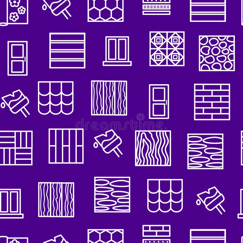 Building Construction Materials Signs Thin Line Seamless Pattern ...