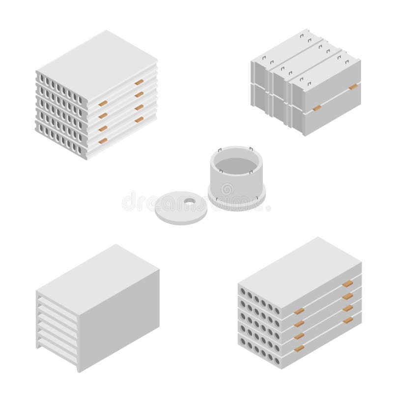 Precast Concrete Block Isometric View Isolated on White Background ...