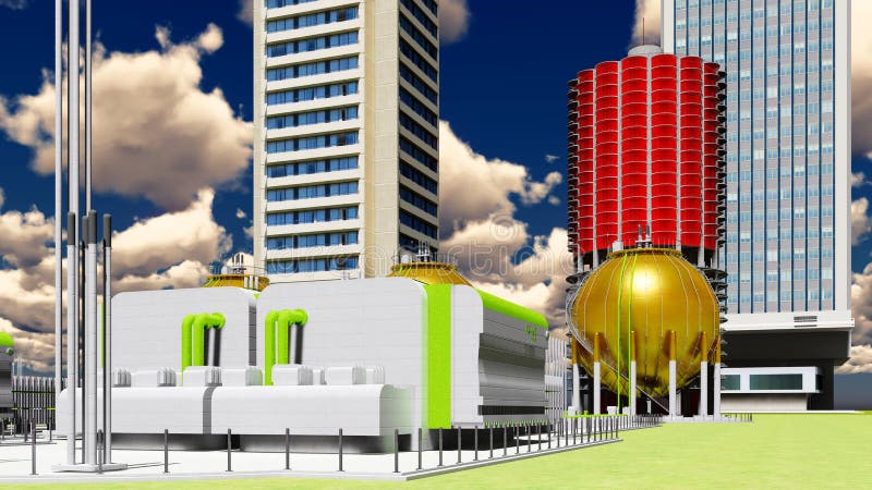 Building Construction of Nuclear Plant 3d Rendering Stock Photo - Image ...