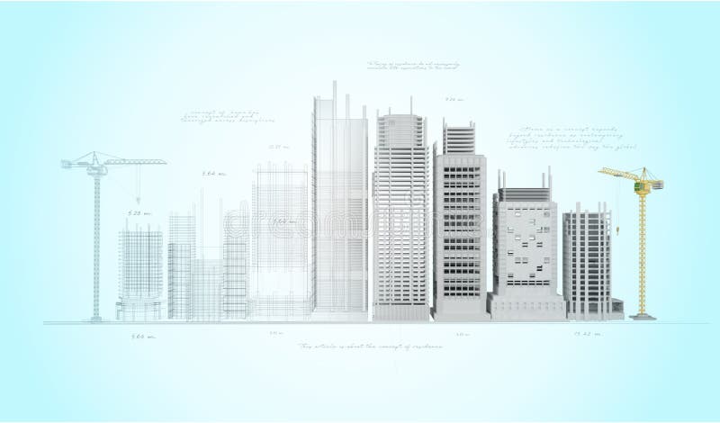 Building Construction Plan Facades Architectural Sketch. Stock ...