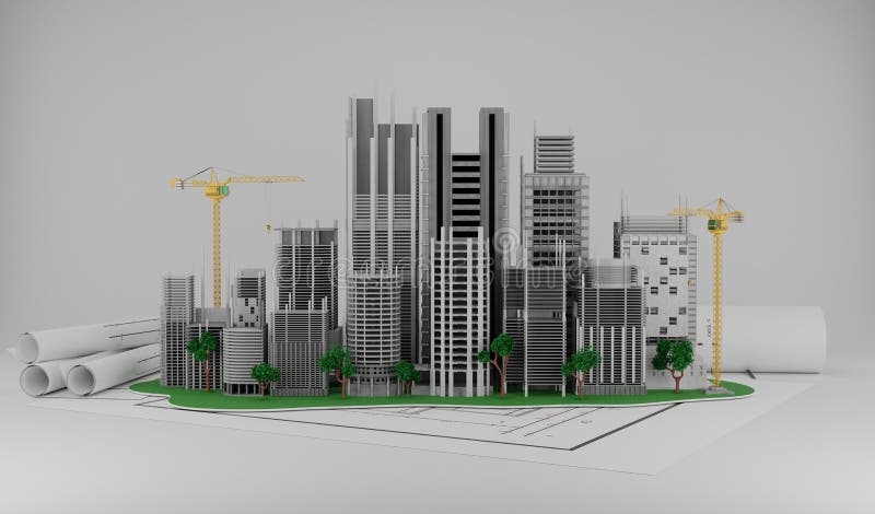 Building Construction Plan Facades Architectural Sketch. Stock ...