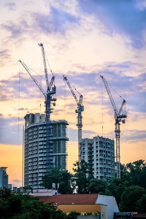 Building Construction in Progress in Chinatown District. Stock Image ...