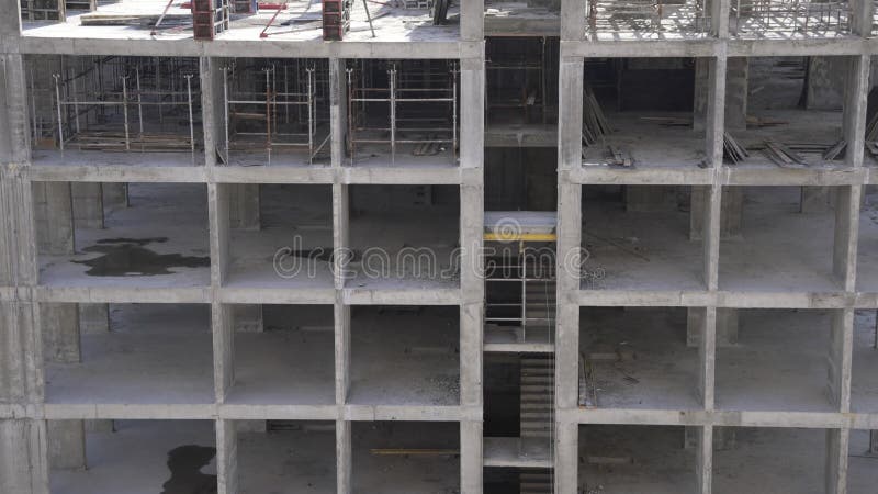 Building Construction Progress: Workers Installing Concrete Floor Slab ...