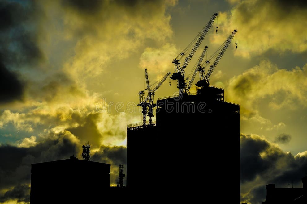 Building Construction Scenery and Crane Stock Image - Image of ...