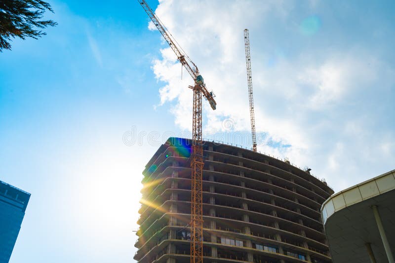 Building Construction Site Against Blue Sky in Istanbul. Stock Image ...