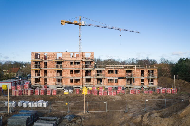 Building Construction Site with Crane and Brickwork Editorial Stock ...