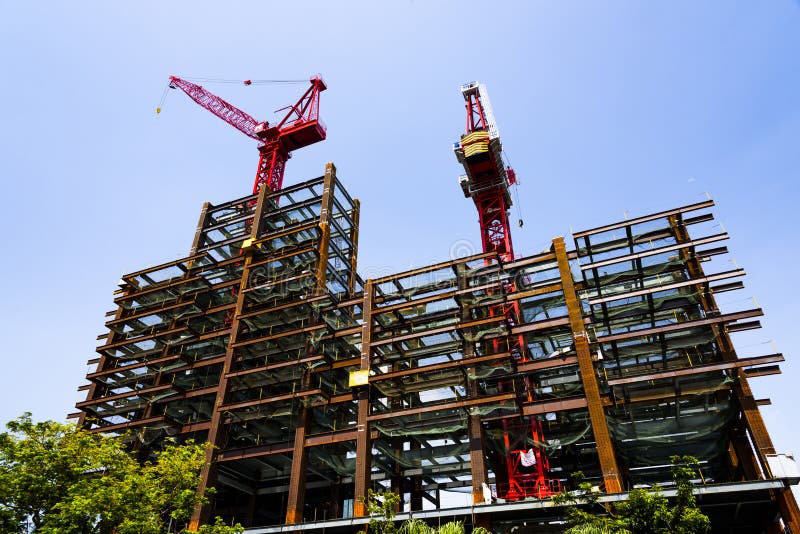 Building Construction Site with Cranes in Taiwan Stock Image - Image of ...