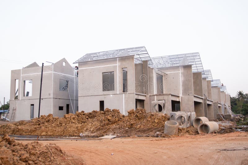 Building and Construction Site of New Home for Housing Stock Image ...