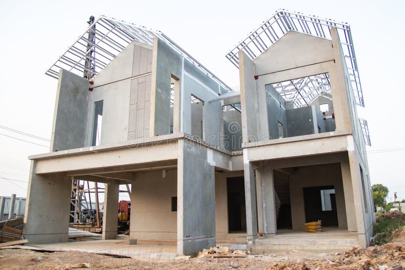 Building and Construction Site of New Home for Housing Stock Image ...