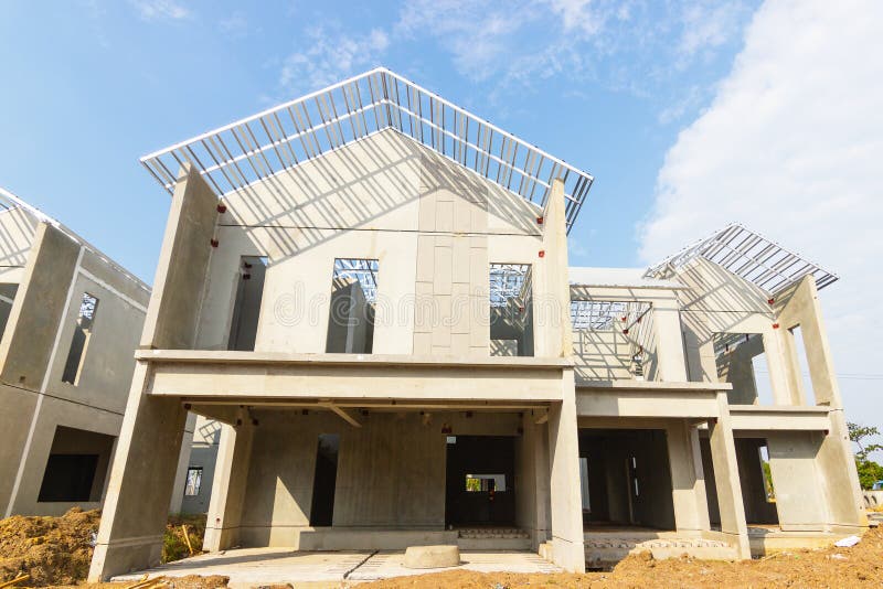Building and Construction Site of New Home for Housing Stock Image ...