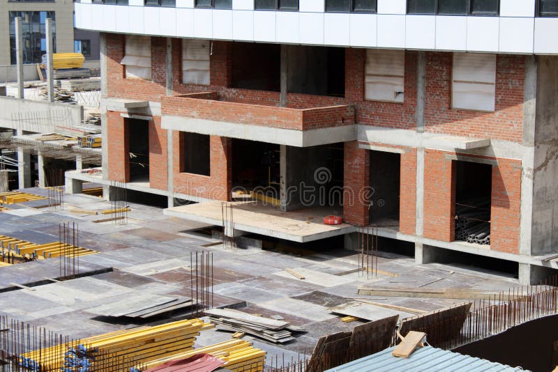 Building and Construction Site in Progress To New House Stock Image ...