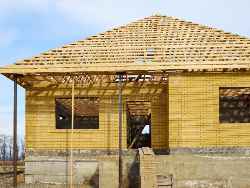 Building & Construction Site in Progress To New House. Stock Photo ...