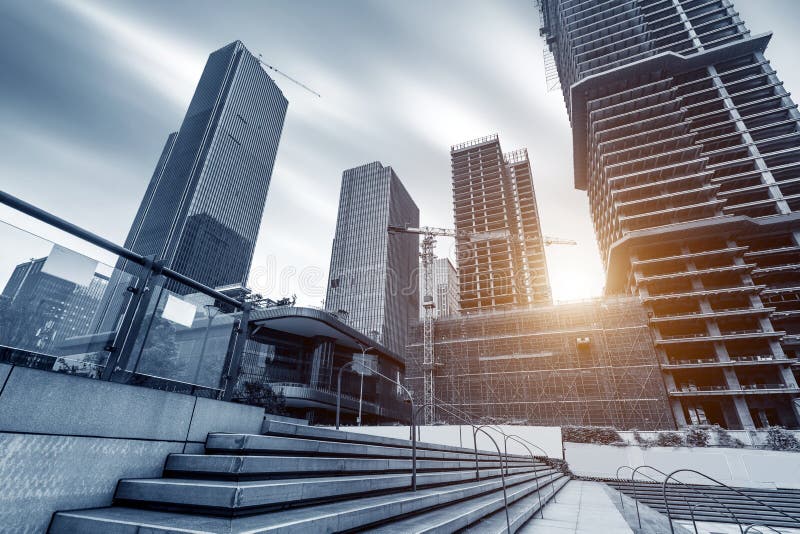 Skyscraper Construction Site Stock Image - Image of equipment, house ...