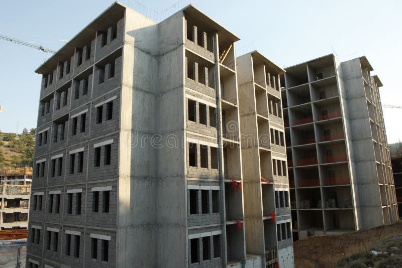 Building Construction Site Under a Blue Sky, Gray Concrete Stock Photo ...