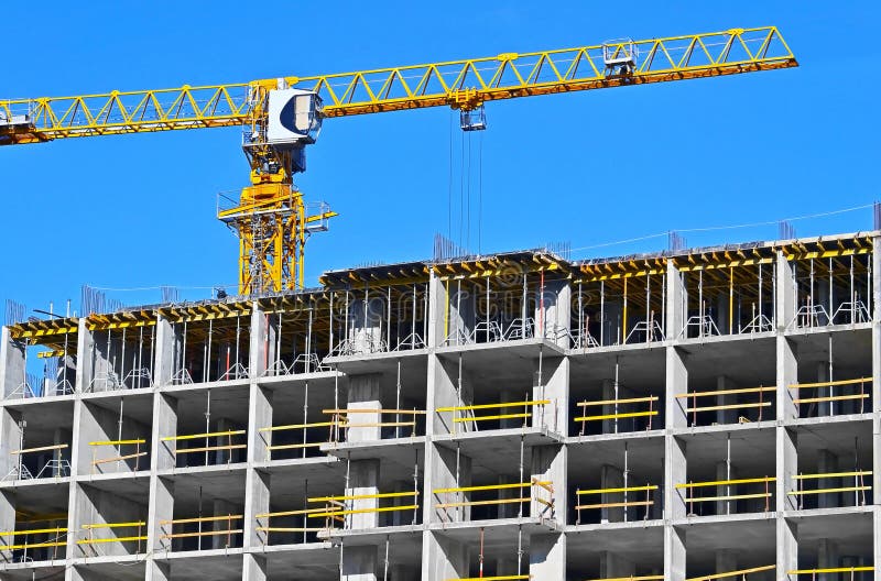 Building Construction Site Work and Sky Stock Image - Image of ...