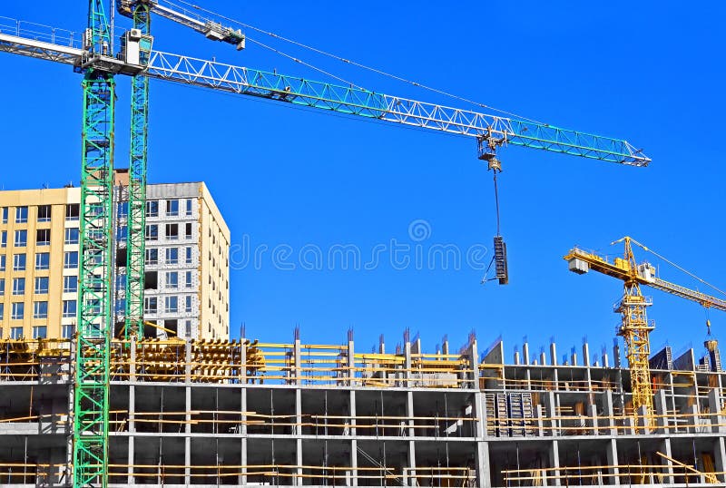 Building Construction Site Work and Sky Stock Image - Image of ...