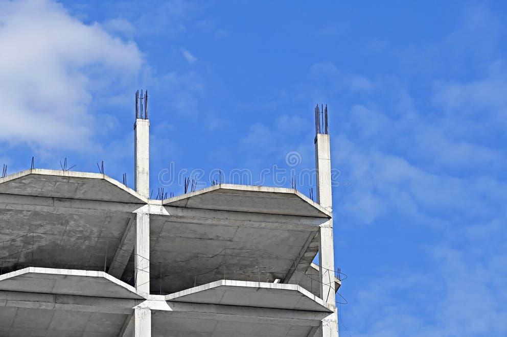 Building Construction Site Work and Sky Stock Image - Image of estate ...
