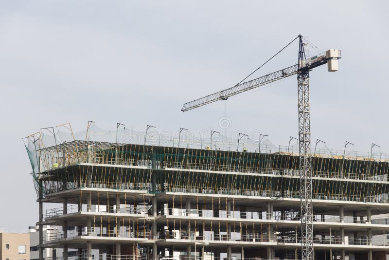 Building Construction Site Work from Concrete and Crane, Concrete ...