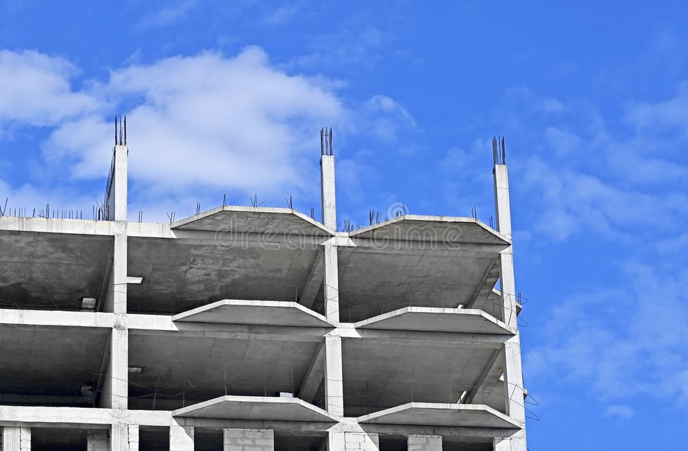 Building Construction Site Work and Sky Stock Image - Image of housing ...