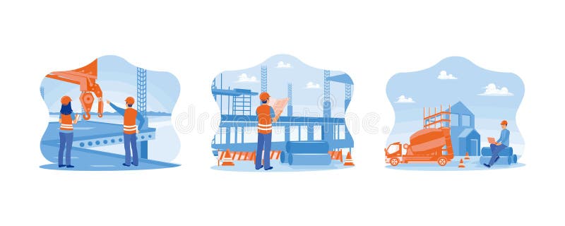 Building Construction Sites Concept. Construction Engineer Discussion ...