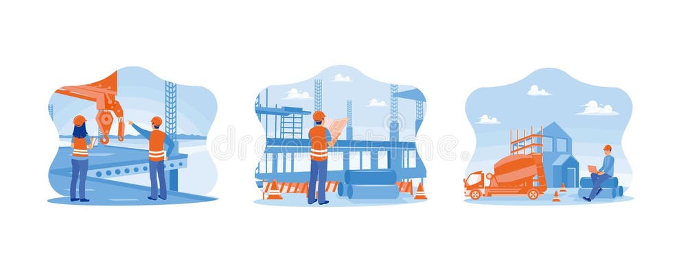 Building Construction Sites Concept. Construction Engineer Discussion ...