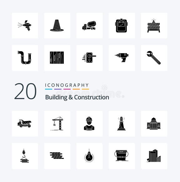 20 Building and Construction Solid Glyph Icon Pack Like Beach House ...