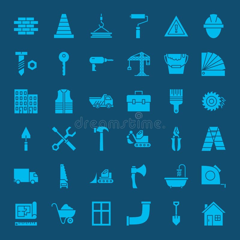 Building Construction Solid Web Icons Stock Vector - Illustration of measure, icon: 116956643