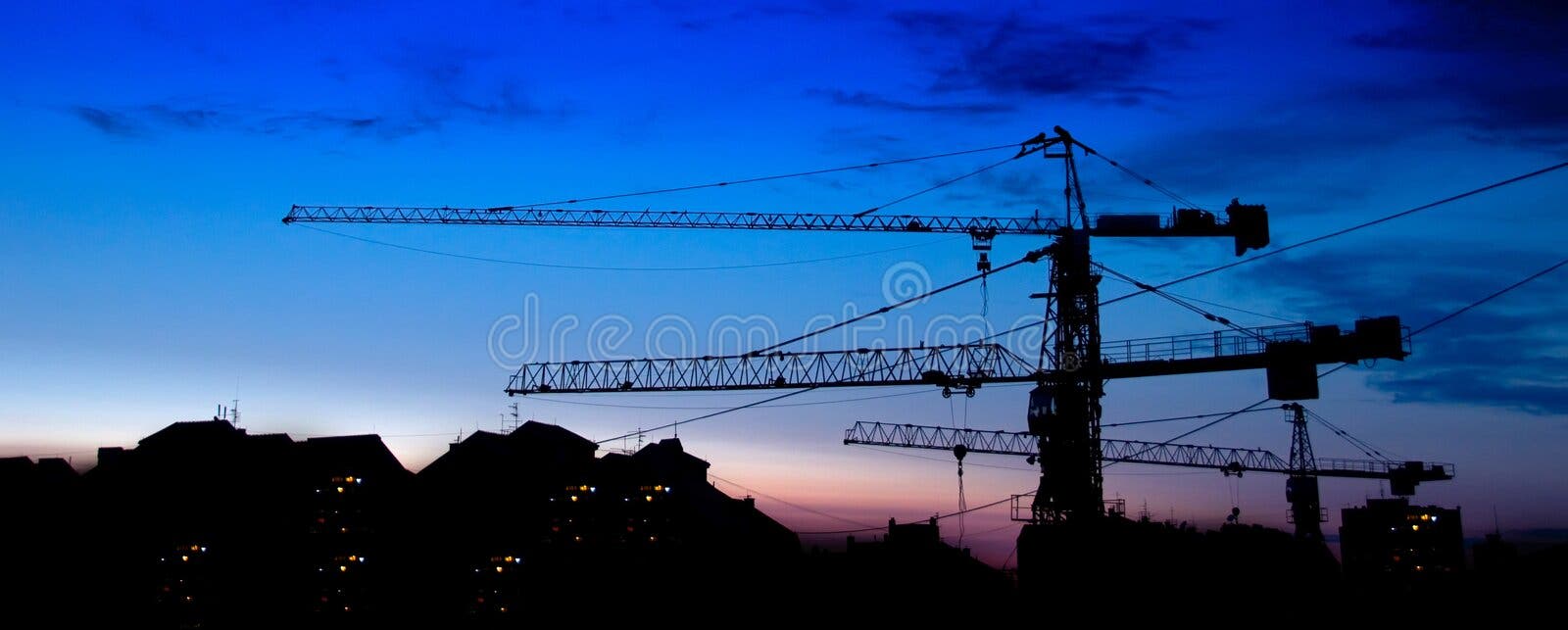 Construction Site on Sunset Stock Image - Image of business, girder ...