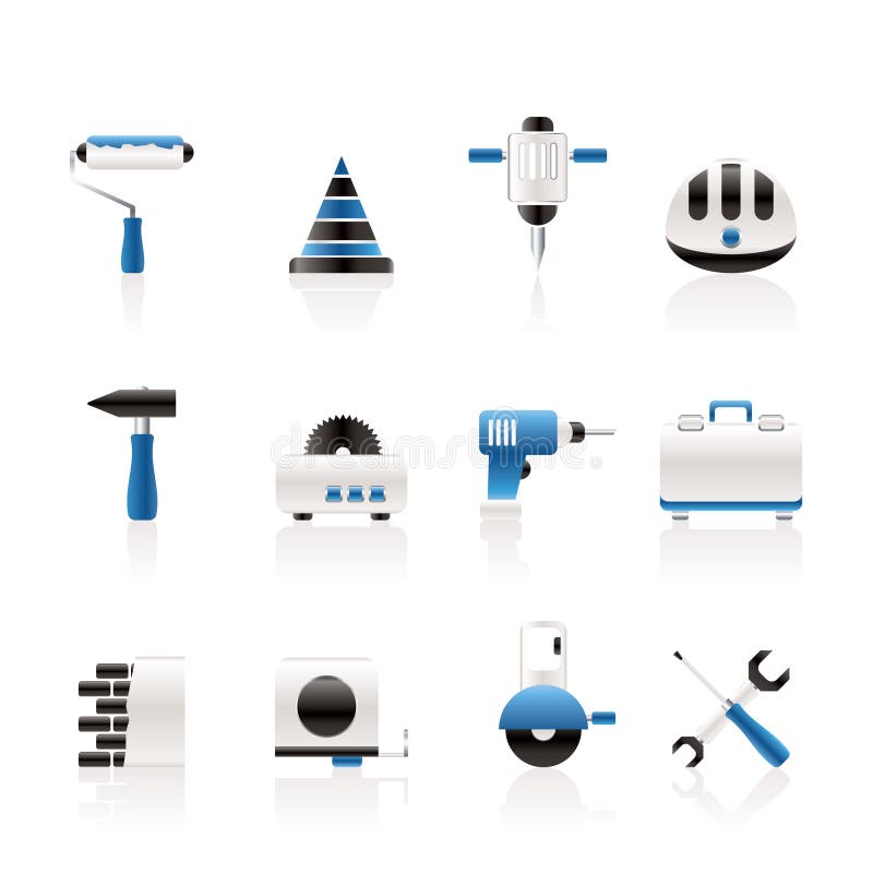 Building and Construction Tools Icons Stock Vector - Illustration of ...